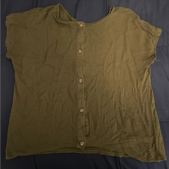 Tops | Army Green Crop Top With Buttons | Poshmark